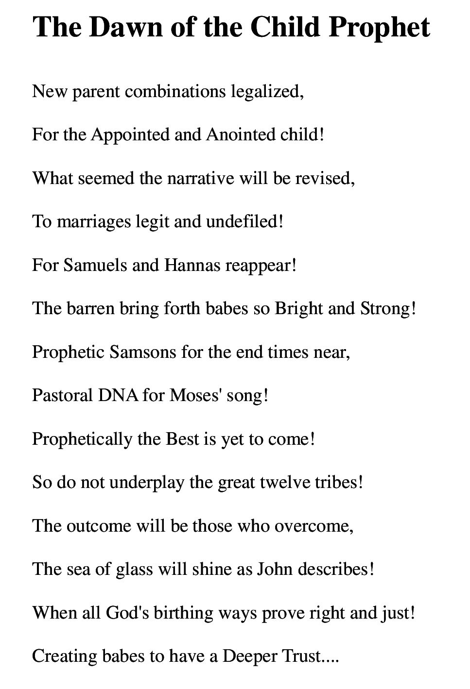 The Dawn of the Child Prophet – Church Remnant Power!