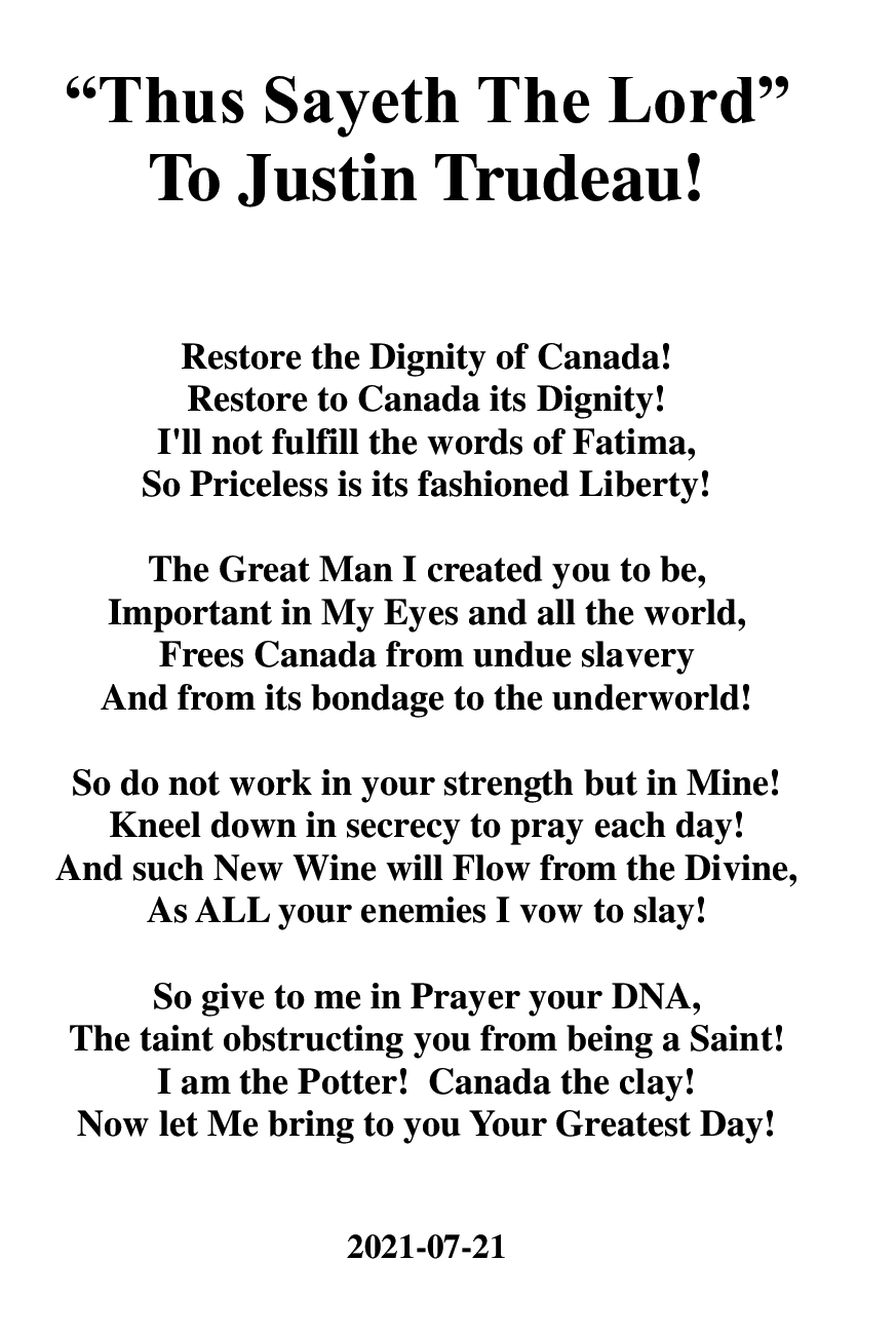 “Thus Sayeth The Lord” To Justin Trudeau! – Church Remnant Power!
